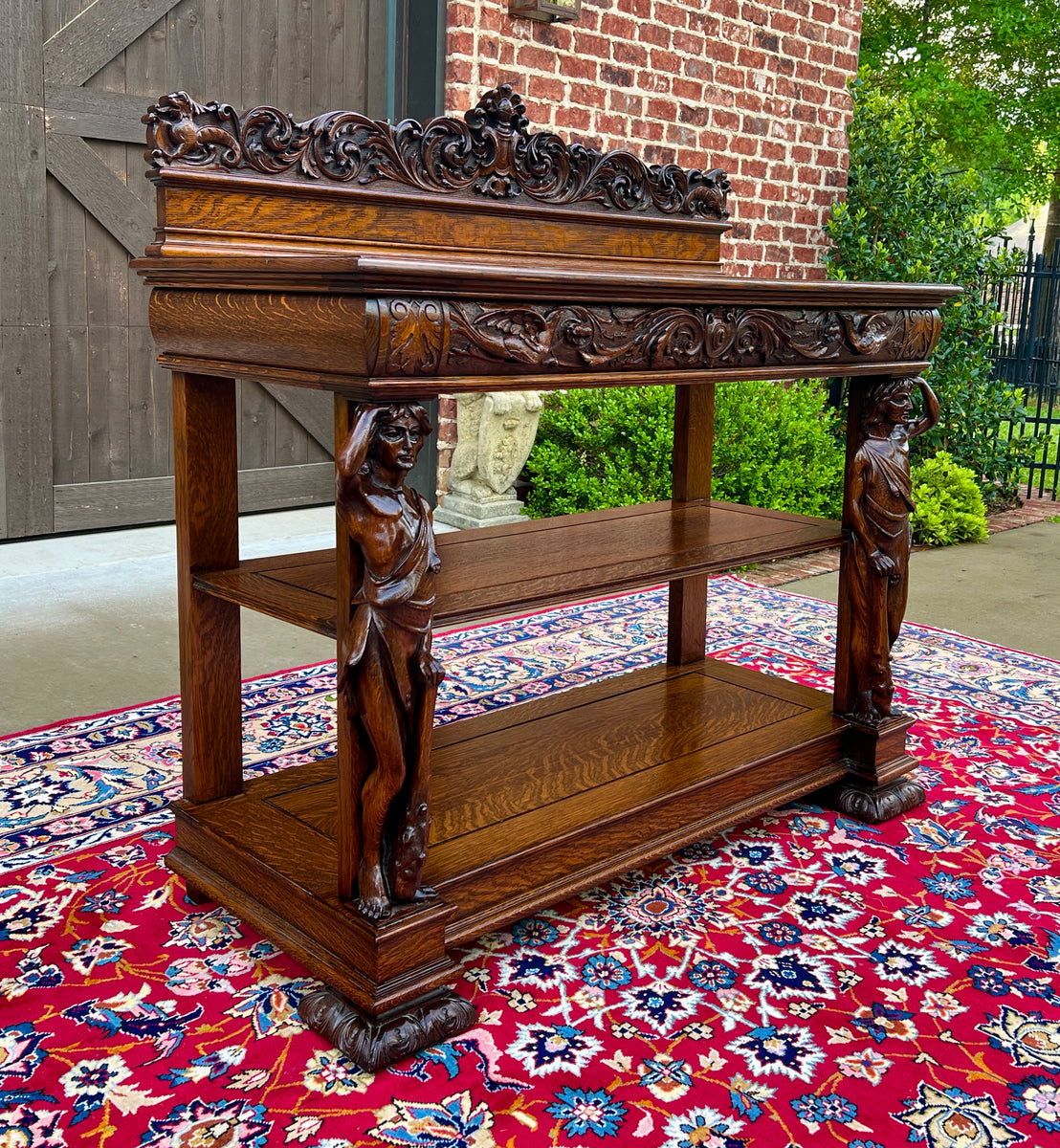 Antique American Server Sideboard Console Sofa Table Quartersawn Oak R ...