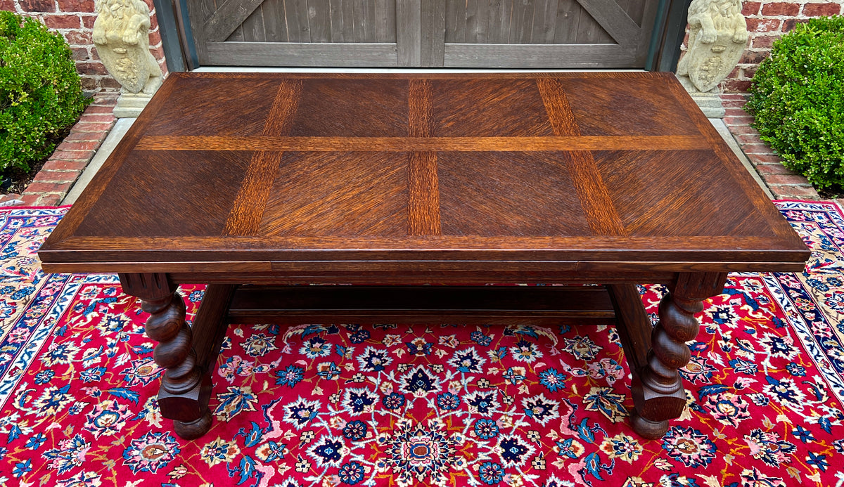 Antique English Dining Table Draw Leaf Table Barley Twist Oak Breakfas ...