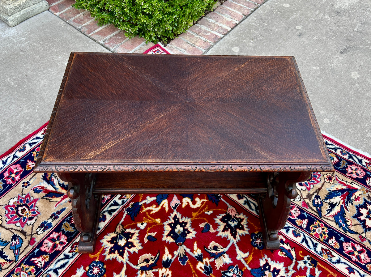 Antique French Coffee Table End Side Table Dolphins Carved Oak Renaiss ...