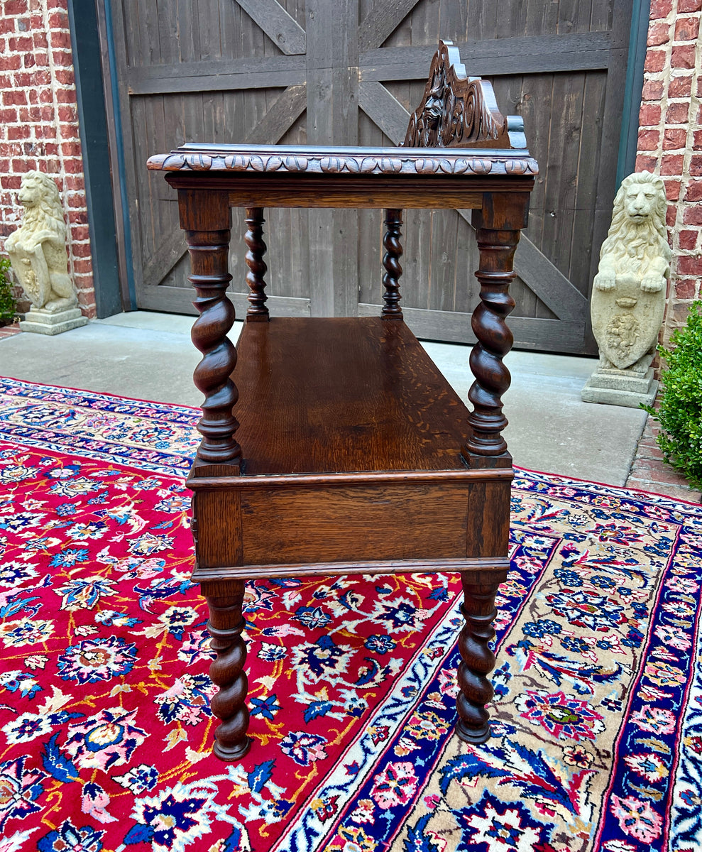 Antique French Sideboard Server Console Sofa Table Barley Twist Tiger ...