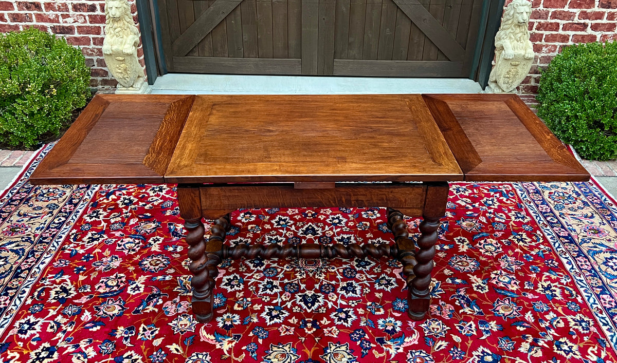 Antique English Dining Table Breakfast or Game Table Barley Twist Draw ...