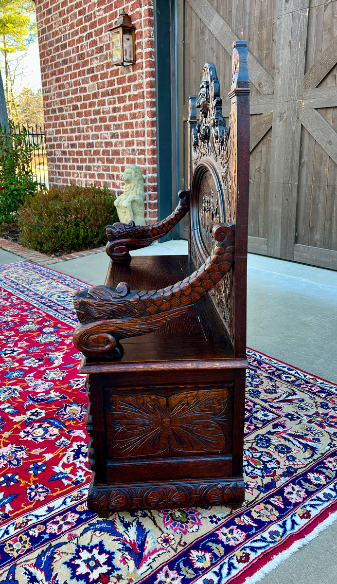 Antique French Bench Chair Settee Hall Bench Renaissance Revival Chari ...