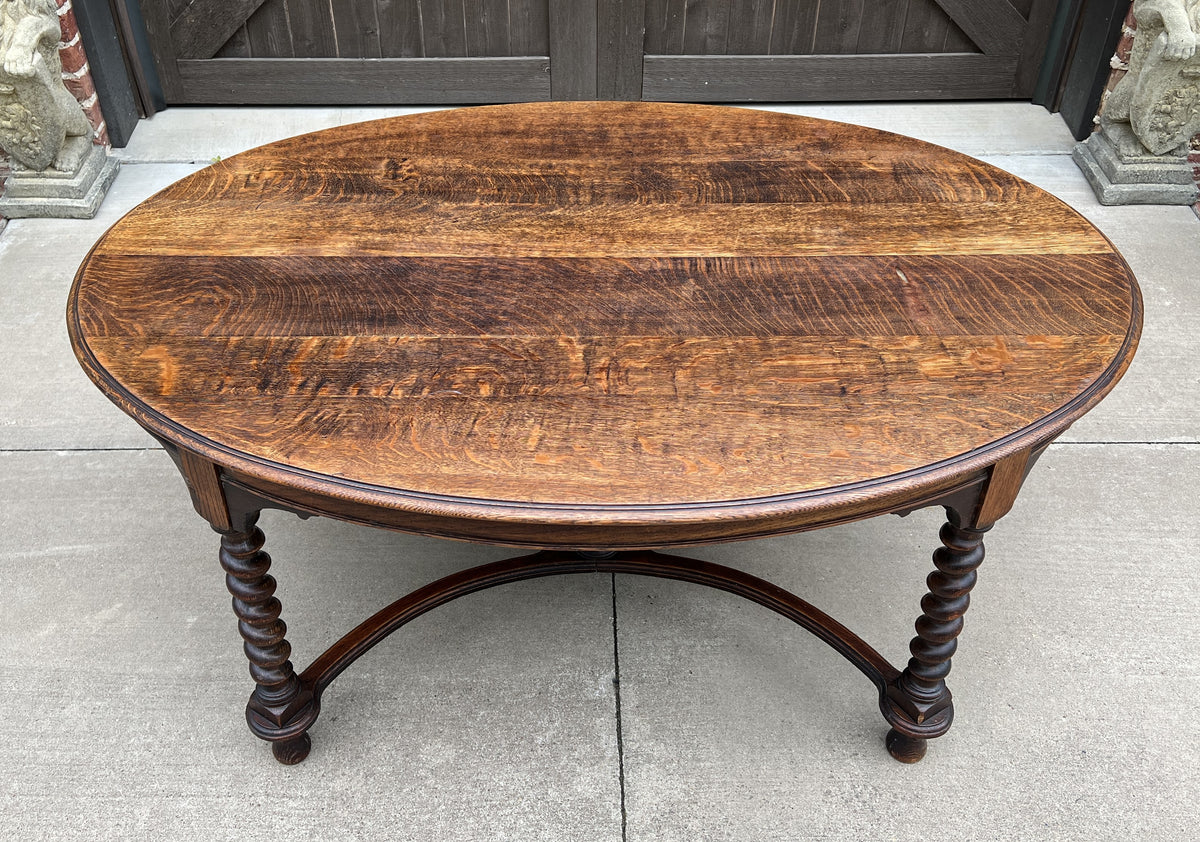 Antique English Dining Table OVAL Breakfast Card Game Table Oak Barley ...
